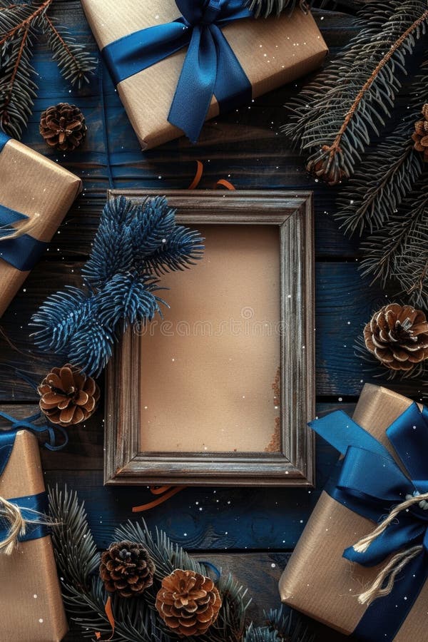 Present-covered Photo Frame Stock Photo - Image of presents, winter ...