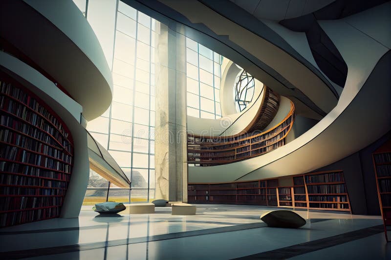 Present-day Library, Surrounded by Modern and Sleek Architecture, Ready ...