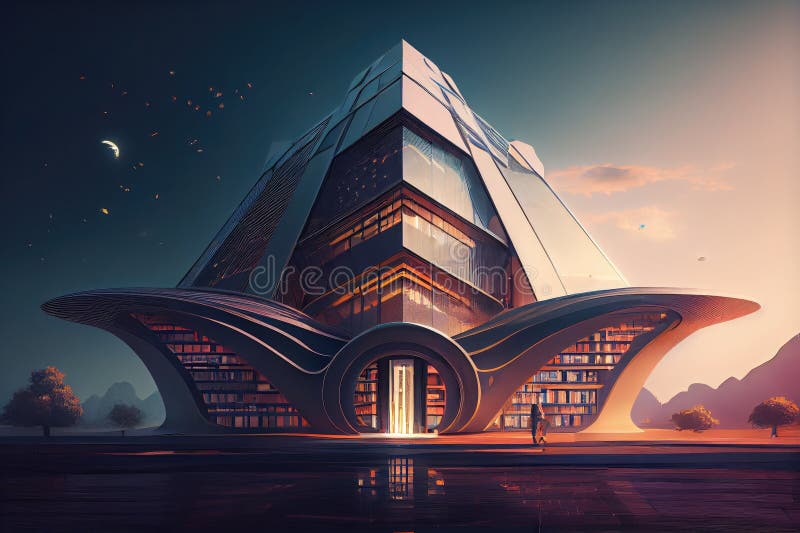 Present-day Library, Surrounded by Modern and Sleek Architecture, Ready ...