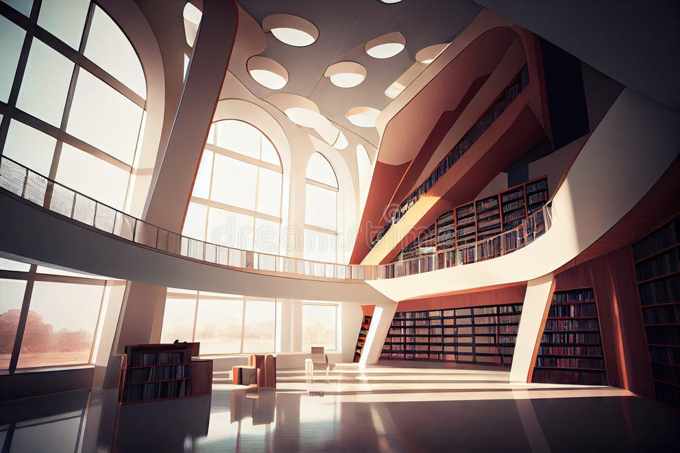 Present-day Library, Surrounded by Modern and Sleek Architecture, Ready for the Future Stock ...