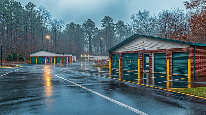 Present-day Storage Units, Night Outlook. Exterior Shot Stock Image ...