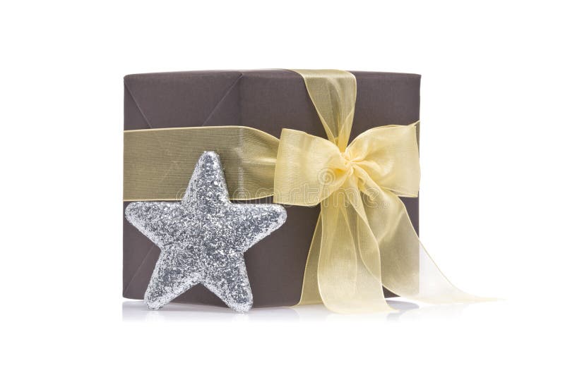 Present Decorated with a Glitter Star Stock Photo - Image of close ...
