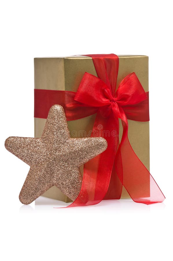 Present Decorated with a Glitter Star Stock Image - Image of celebrate ...