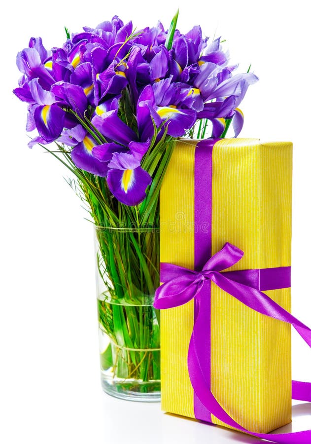 Present and Flowers in Vase Stock Image - Image of celebrate, copy ...