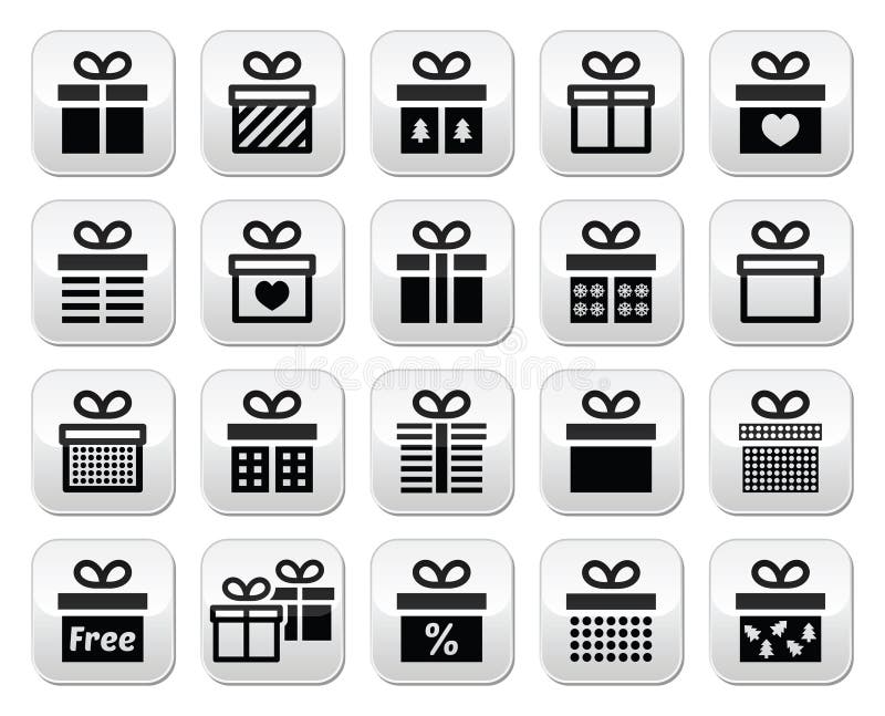 Present, Gift Box Buttons Set Stock Illustration - Illustration of ...