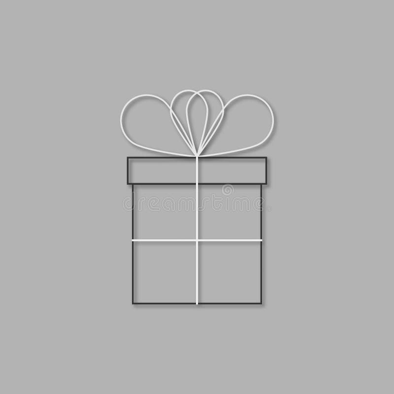 Present or Gift Box. Outline Vector Icon Stock Vector - Illustration of ...