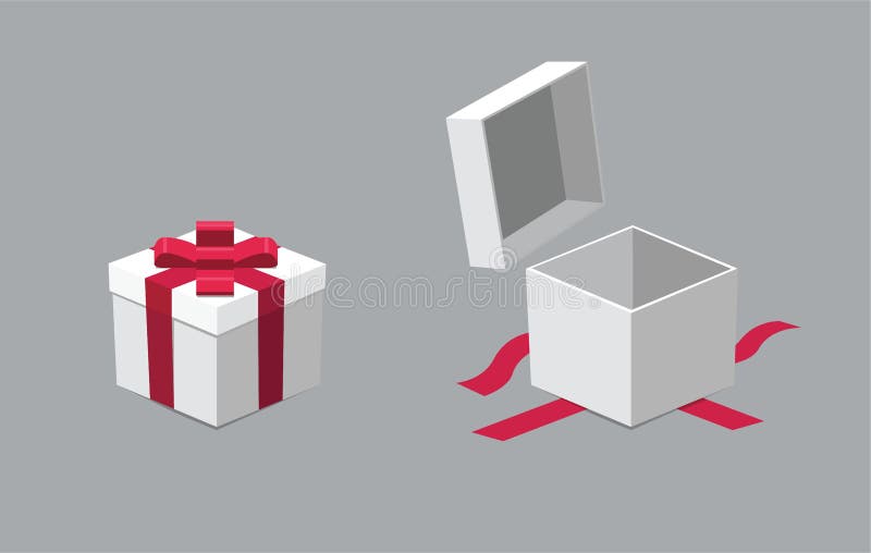 Present Gift Box Wrapped Unwrapped Vector Stock Vector - Illustration ...
