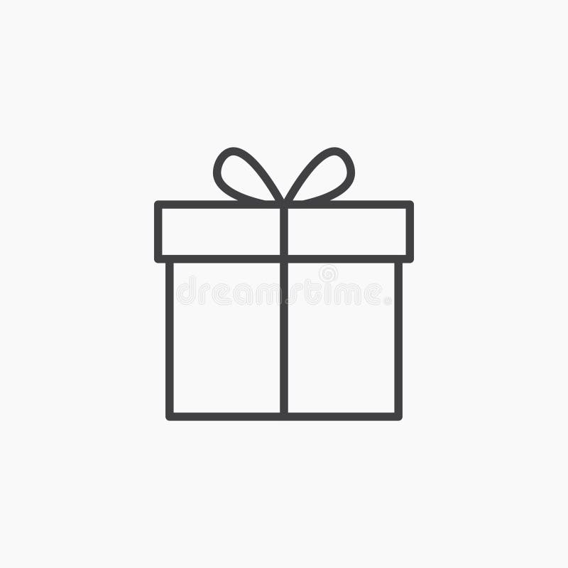 Present Gift Boxline in Thin Line Black Color. Flat Simple Vector ...