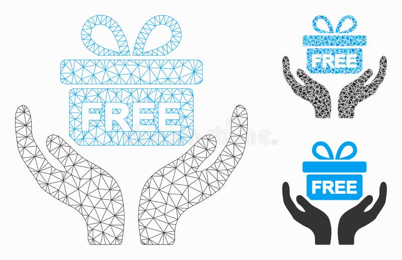 Present Give Hands Vector Mesh Wire Frame Model and Triangle Mosaic ...