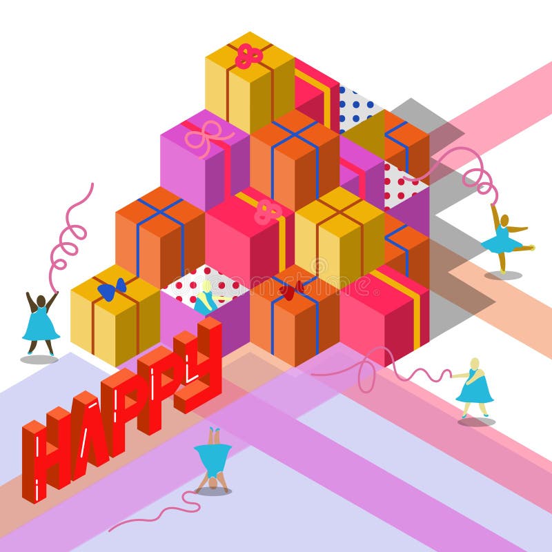 Present for Happy Event and Ribbon Dance Stock Vector - Illustration of ...