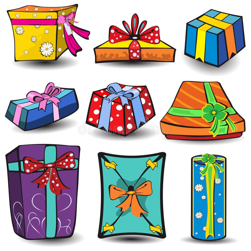 Present icons 1 stock vector. Illustration of cute, ribbon - 11131356