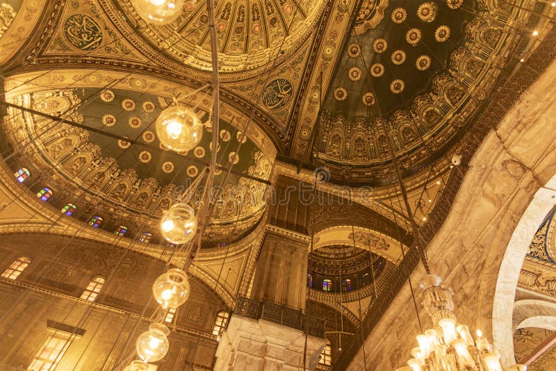 Cairo, Egypt January 21, 2024: Illuminated Mosque of Mohammed Ali in ...