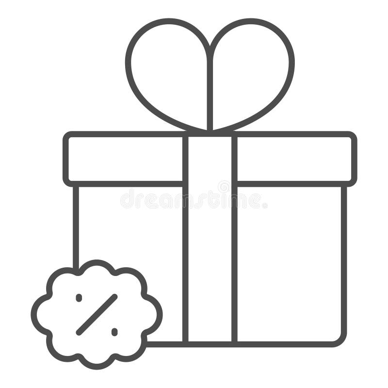 Present Package with Discount Thin Line Icon, Shopping Interest Concept ...