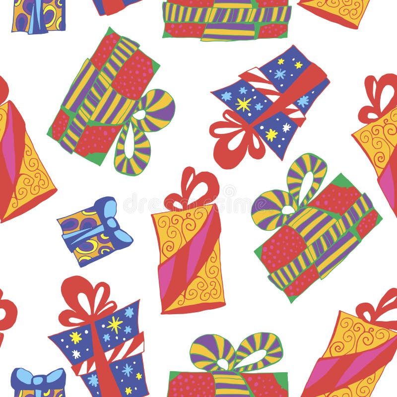 Present pattern on white stock illustration. Illustration of pattern ...