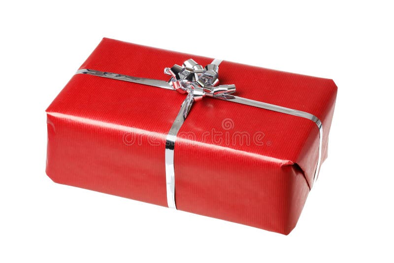 Present Wrapped with Red Bow Stock Photo - Image of luxurious, indoors ...