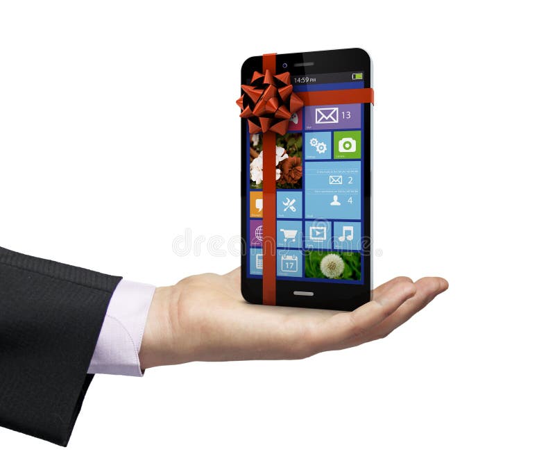 Present Smartphone Over a Hand Stock Illustration - Illustration of ...