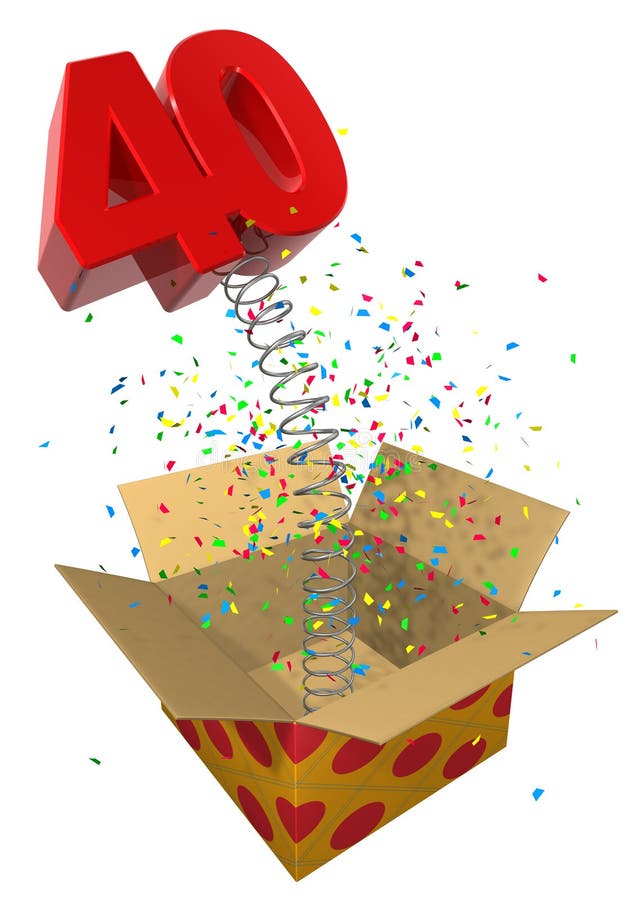 Present with Spring 40 Birthday Stock Illustration - Illustration of ...