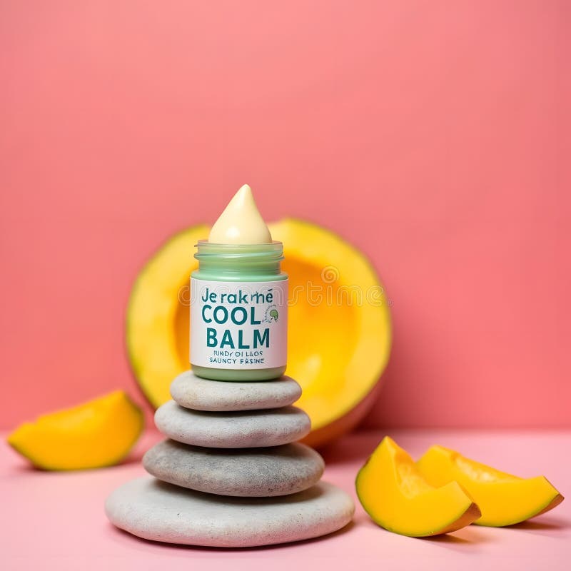 Tropical Bliss: Soothing Balm and Mango Slices on Pebble Stack Stock ...
