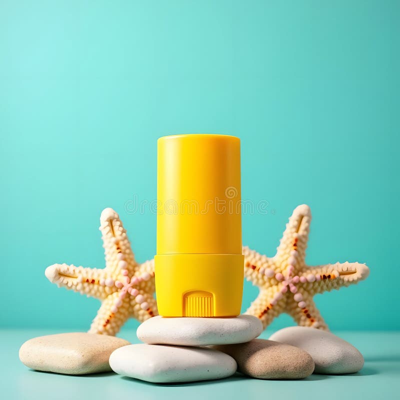 Tropical Tranquility: Sunblock Stick on Pebble Stack Stock Illustration ...