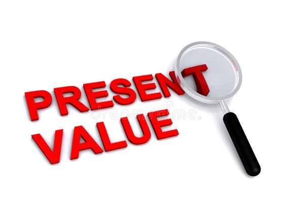 Present Value with Magnifying Glass on White Stock Illustration ...