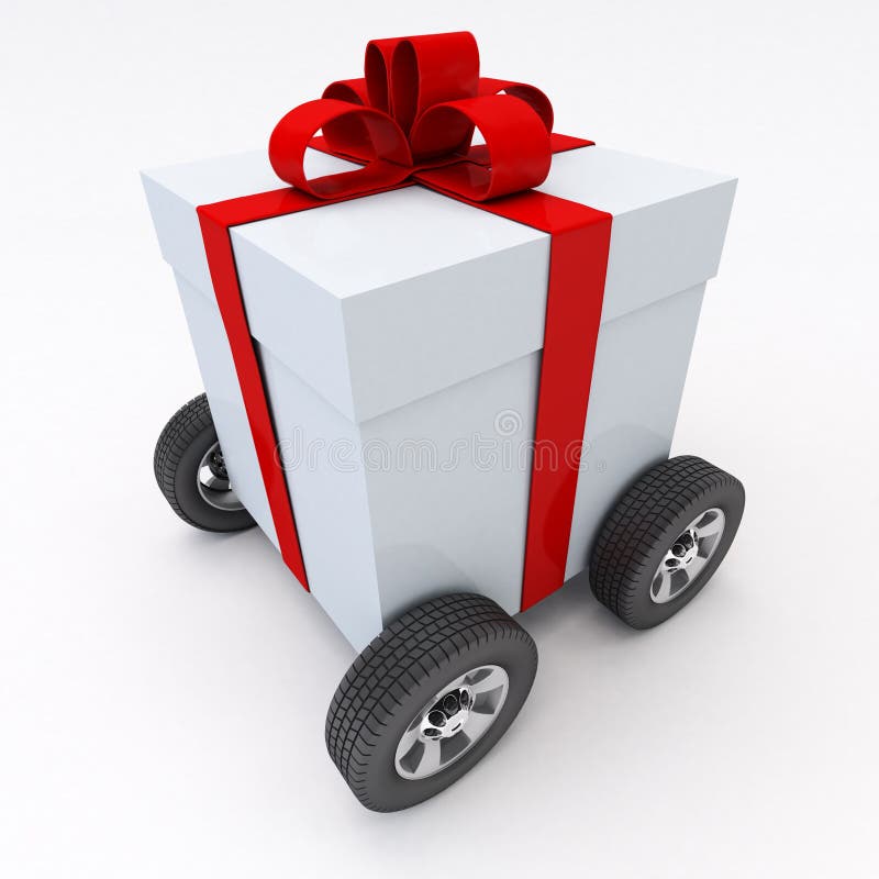Present on wheels stock illustration. Illustration of christmas - 147819497