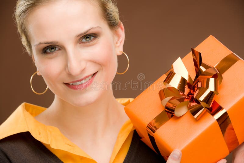 Present Woman Celebration Hold Happy Stock Image - Image of woman ...