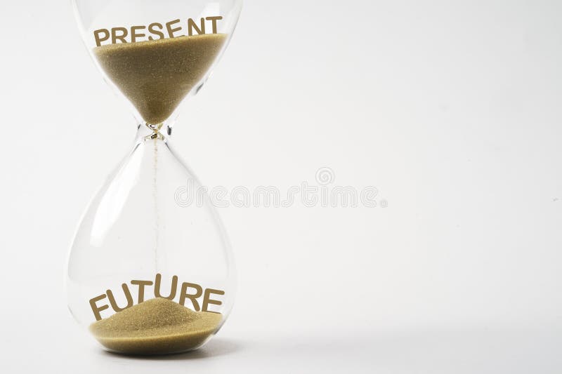Present Wording Dropping from Top of Hourglass To Future Wording and ...