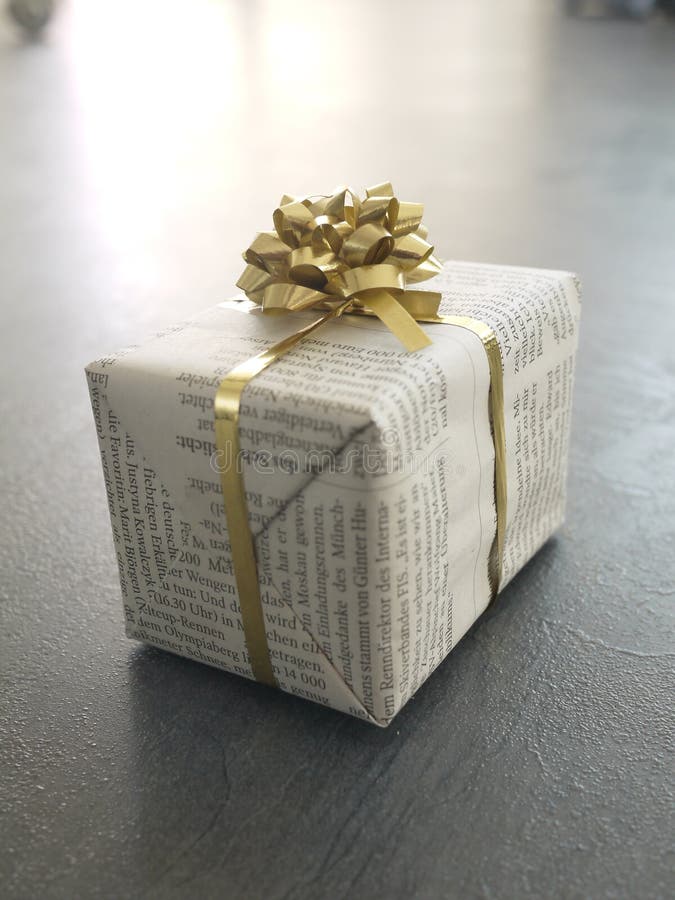 Present Wrapped Newspaper instead Stock Photo - Image of wanted ...
