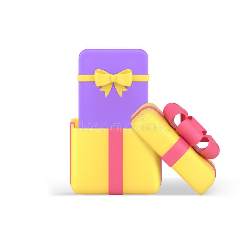 Present Wrapped Package with Bow Open Gift Box Container Holiday ...