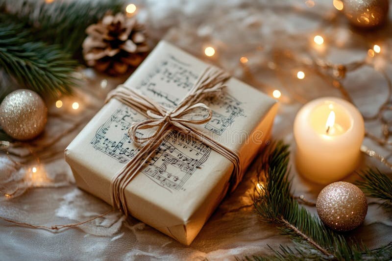 A Present Wrapped in White Paper with a String Tied Around it Stock ...