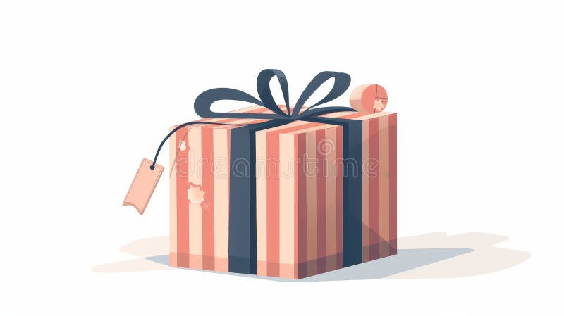 Present Wrapping. the Present is Wrapped in Striped Paper with String ...