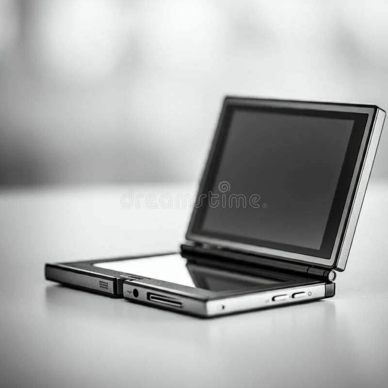 AIGenerated Close-Up of Sleek Black and Silver Laptop-Like Device on ...
