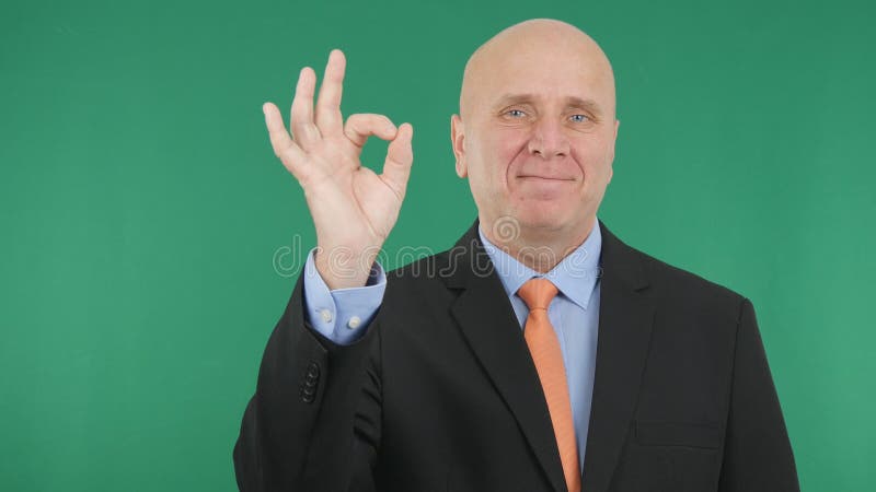 Presentable Manager Smile and Make OK Hand Gestures Stock Photo - Image ...