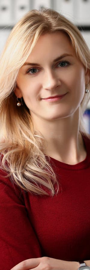 Presentable Office Worker Smiling and Posing for Picture with Crossed ...