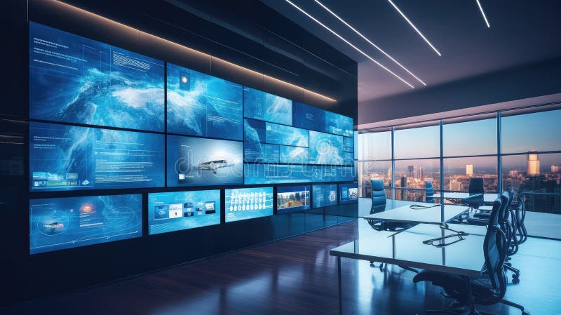 Presentati Tv on Office Wall Stock Illustration - Illustration of ...