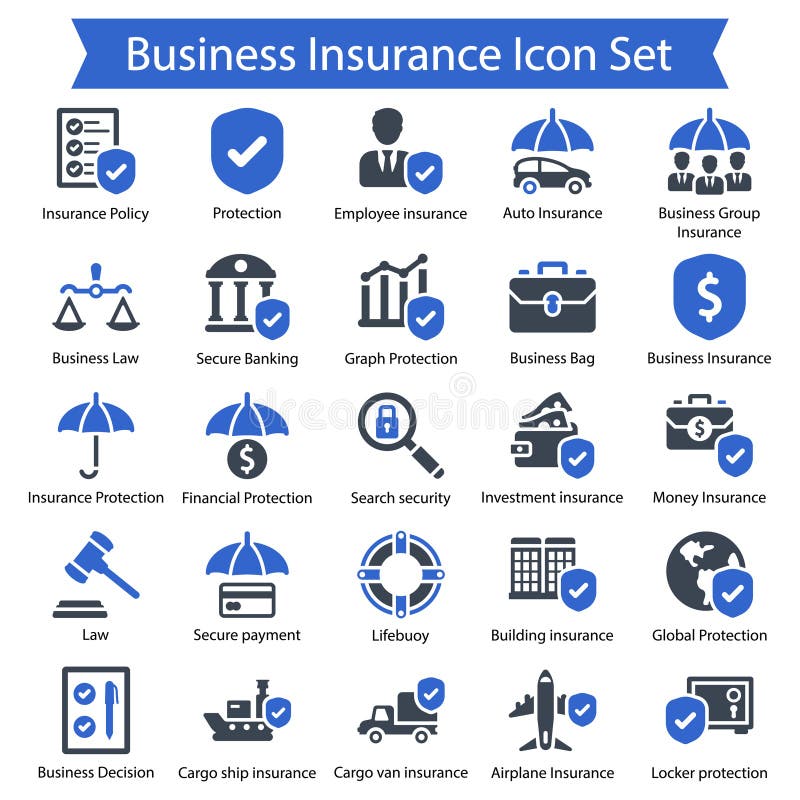 Business Insurance Icon Set Stock Vector - Illustration of lifebuoy ...
