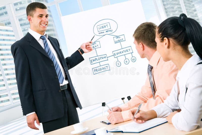 Manager Reporting Sales Figures To Her Team Stock Photo - Image of ...