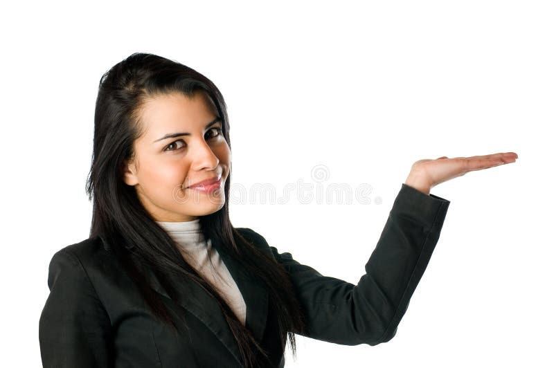 Woman Presenting Something on Her Hand Stock Photo - Image of girl ...