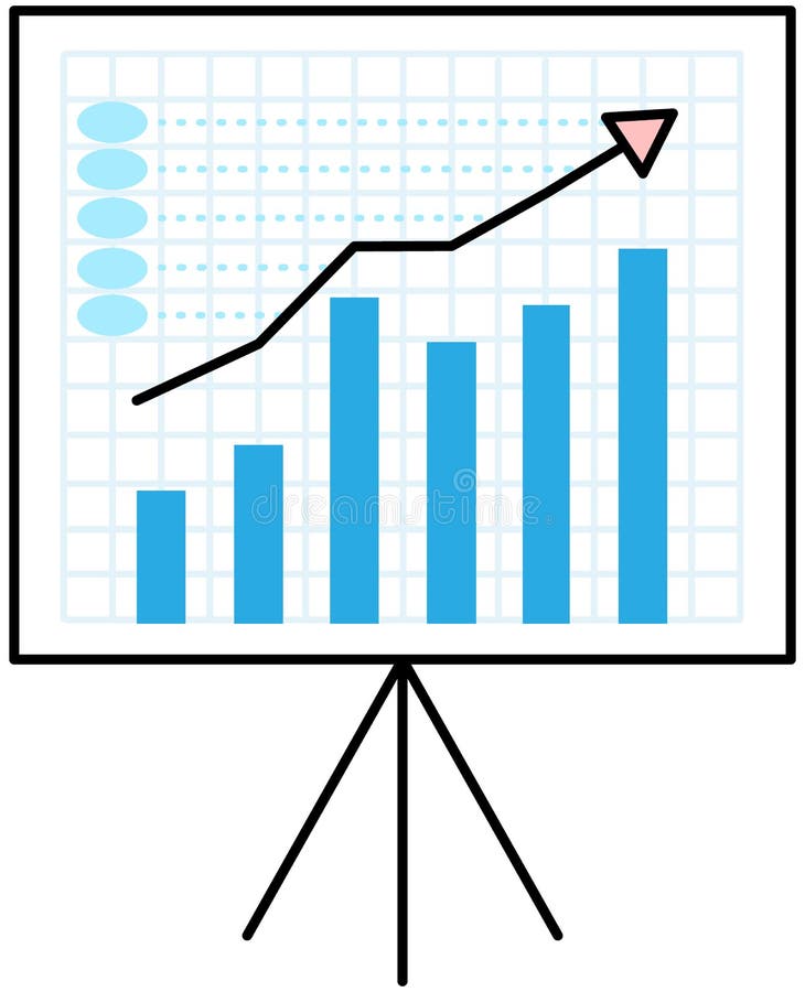 Presentation Board with Chart and Arrow Pointing Up. Financial ...