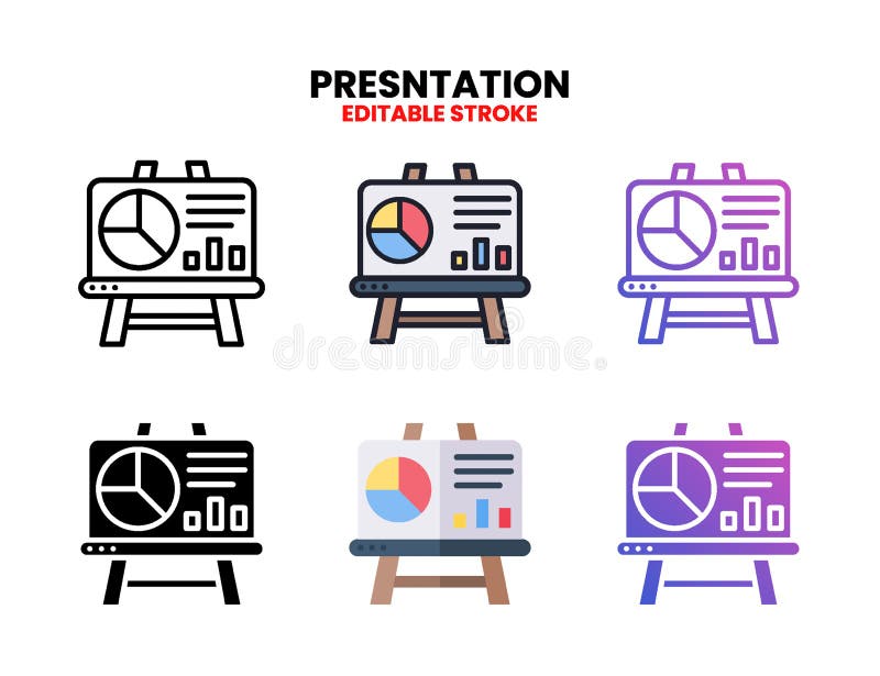 Presentation Board Icon Set with Different Styles. Stock Illustration ...