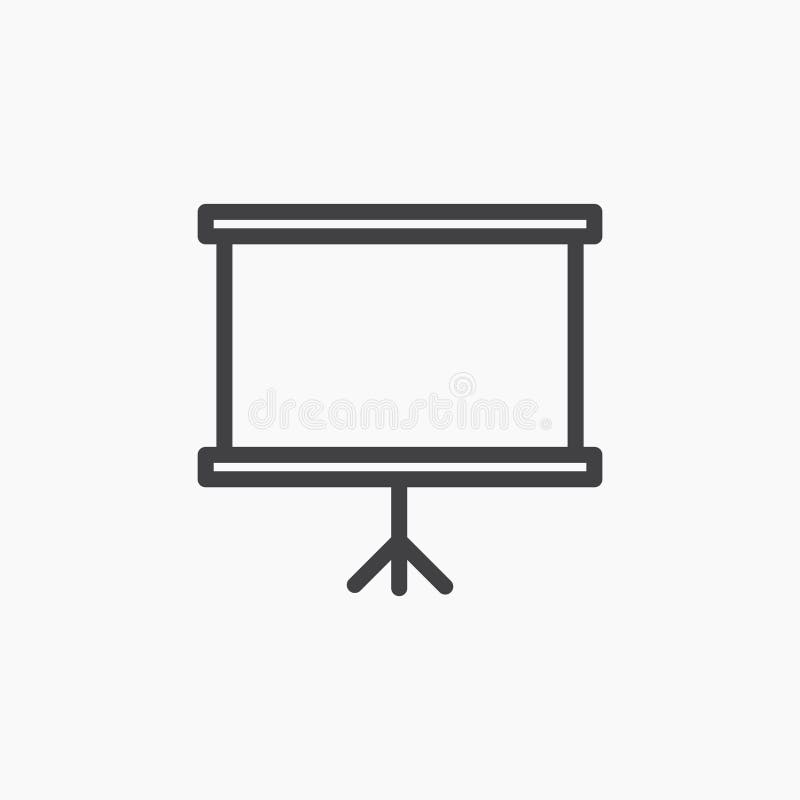 Presentation Boardline in Thin Line Black Color. Flat Simple Vector ...