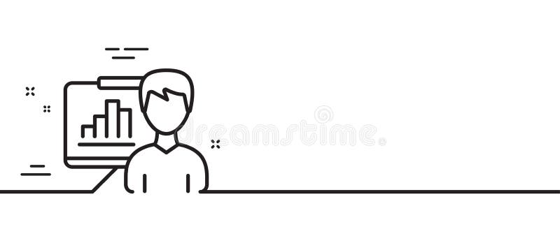 Presentation Board Line Icon. Column Graph Sign. Minimal Line Pattern ...