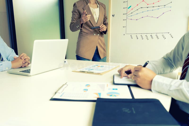 Presentation in Business Group Meeting Show Chart Graph Stock Photo ...