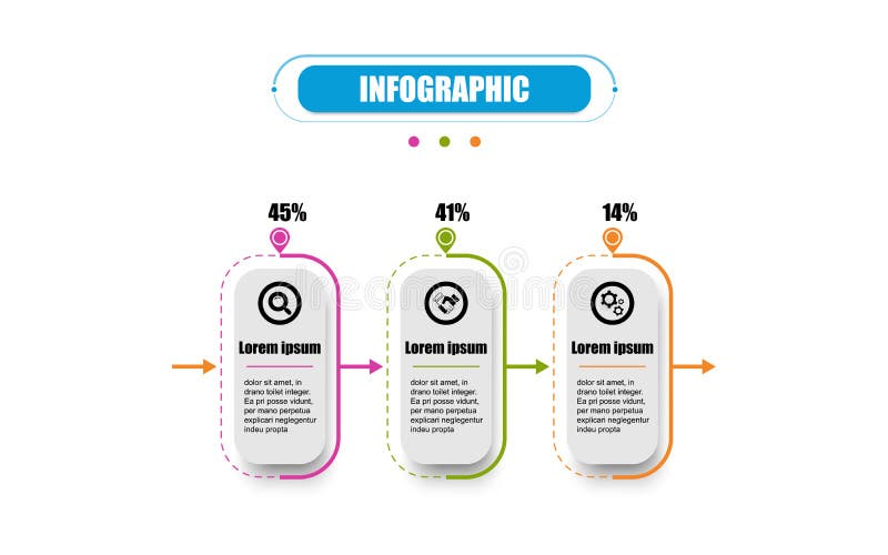 Timeline 3 Point Banner Elements and Numbers. Circle Presentation ...