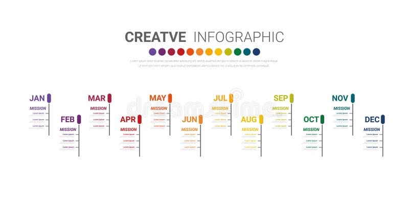 Presentation Business Infographic Template, Timeline for 12 Months, 1 ...