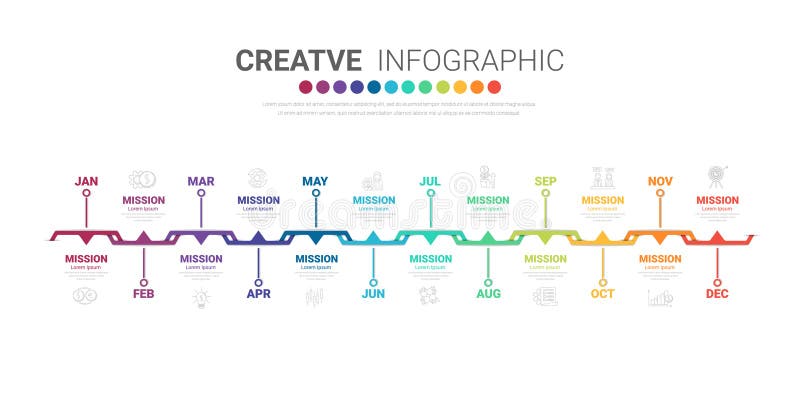 Presentation Business Infographic Template, Timeline for 12 Months, 1 ...