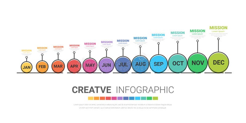 Presentation Business Infographic Template, Timeline for 12 Months, 1 ...