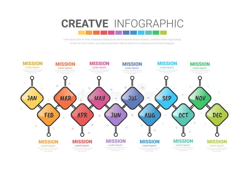 Presentation Business Infographic Template, Timeline for 12 Months, 1 ...