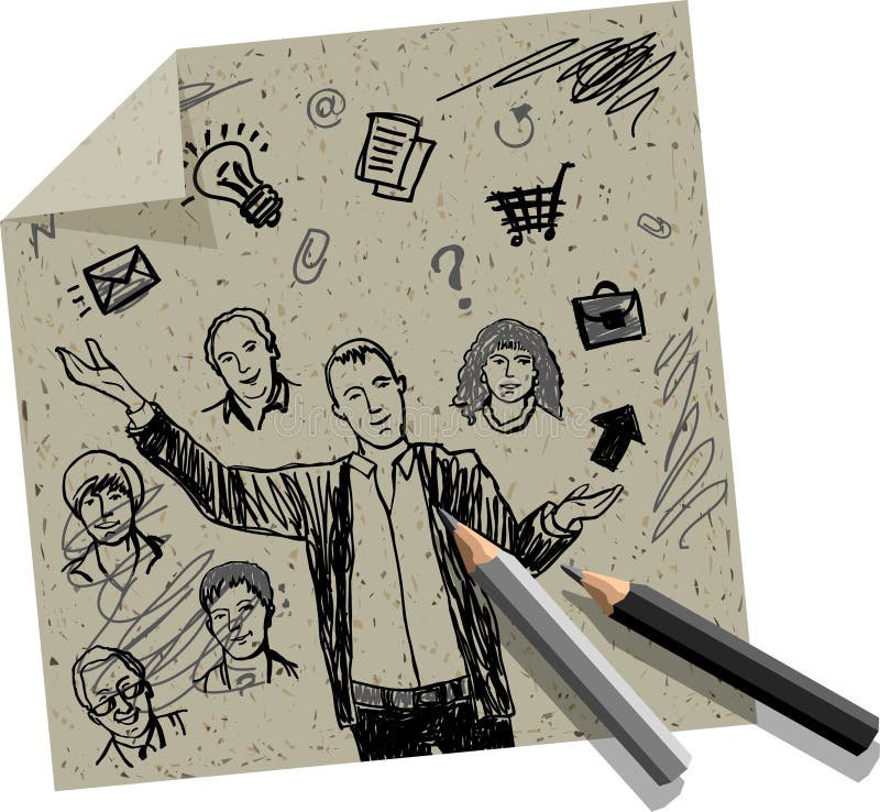 Presentation Businessman Hand Draw on Craft Paper Stock Vector ...