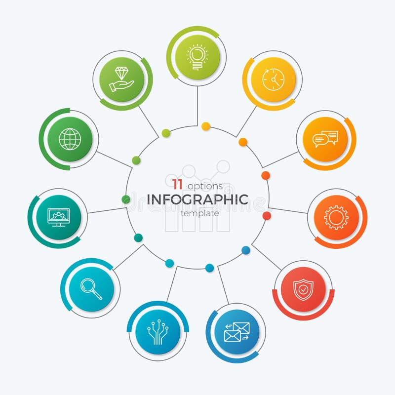Presentation Circle Chart Template with 11 Options. Editable Chart ...